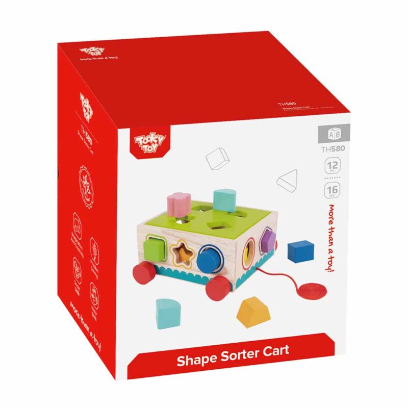 TookyToy - Wooden Pull Along Toy Car & Shape Sorter | Greenbean Learning